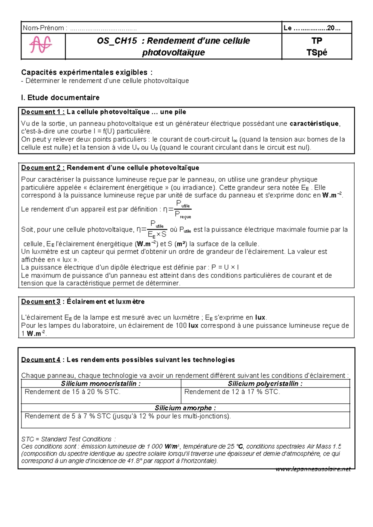 OS CH15 Tspé TP-Effet photoélectronique - Nom-Prénom