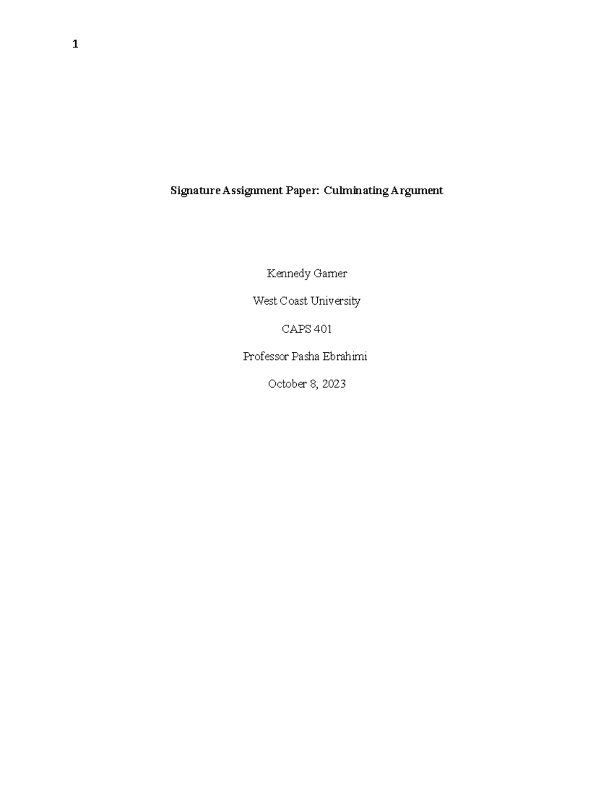 Signature Assignment Paper - Hypertension is not only known as a life ...