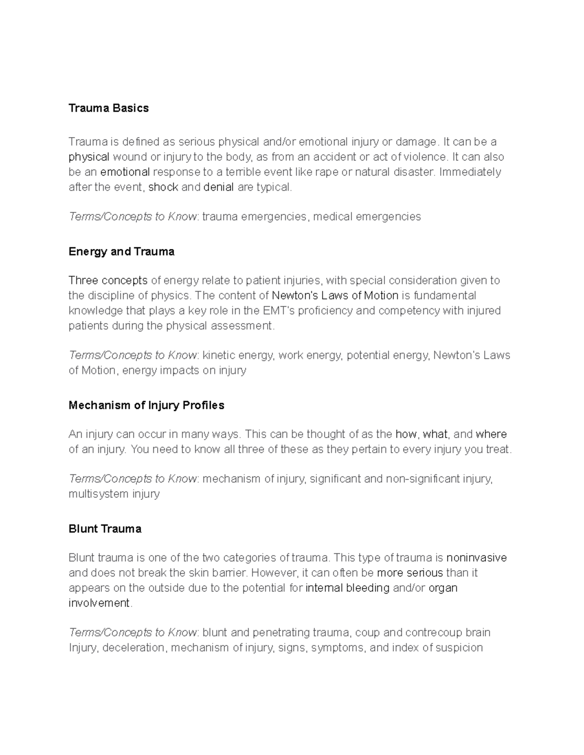 Trauma - View the notes down below for much more - Trauma Basics Trauma ...