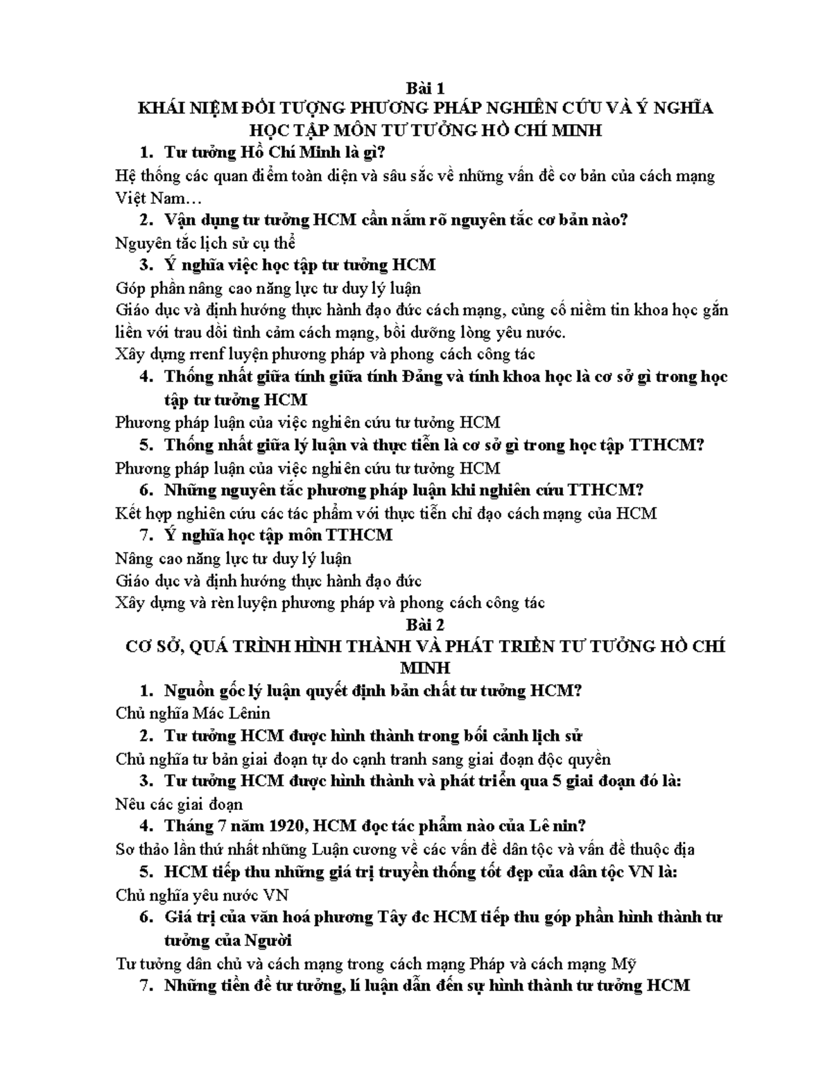 Full Tthcm - gfdsa - **Bài 1 KHÁI NIỆM ĐỐI TƯỢNG PHƯƠNG PHÁP NGHIÊN CỨU ...