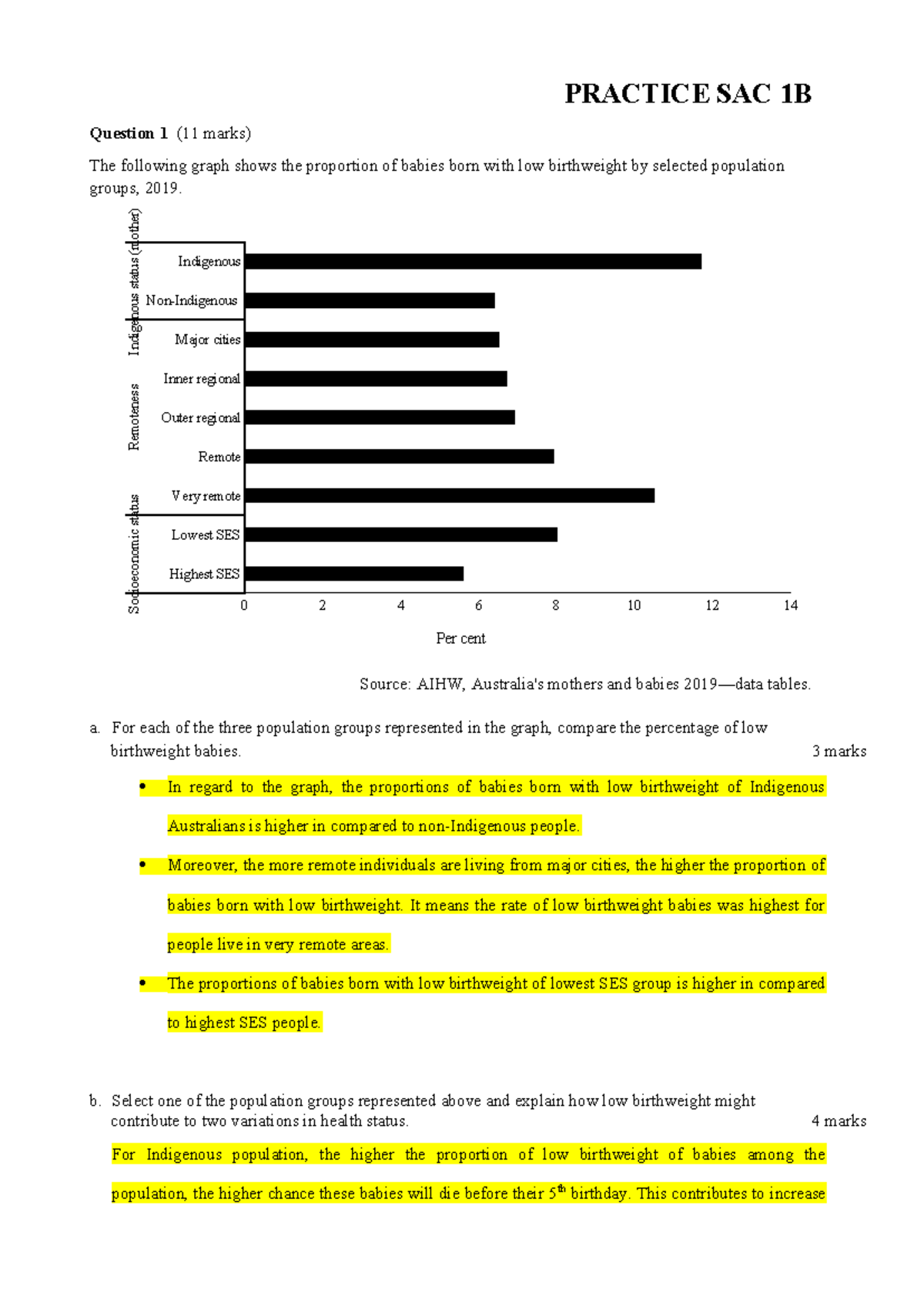 Practice SAC for SAC 2 (Chapter 3 and 4) - PRACTICE SAC 1B Question 1 ...