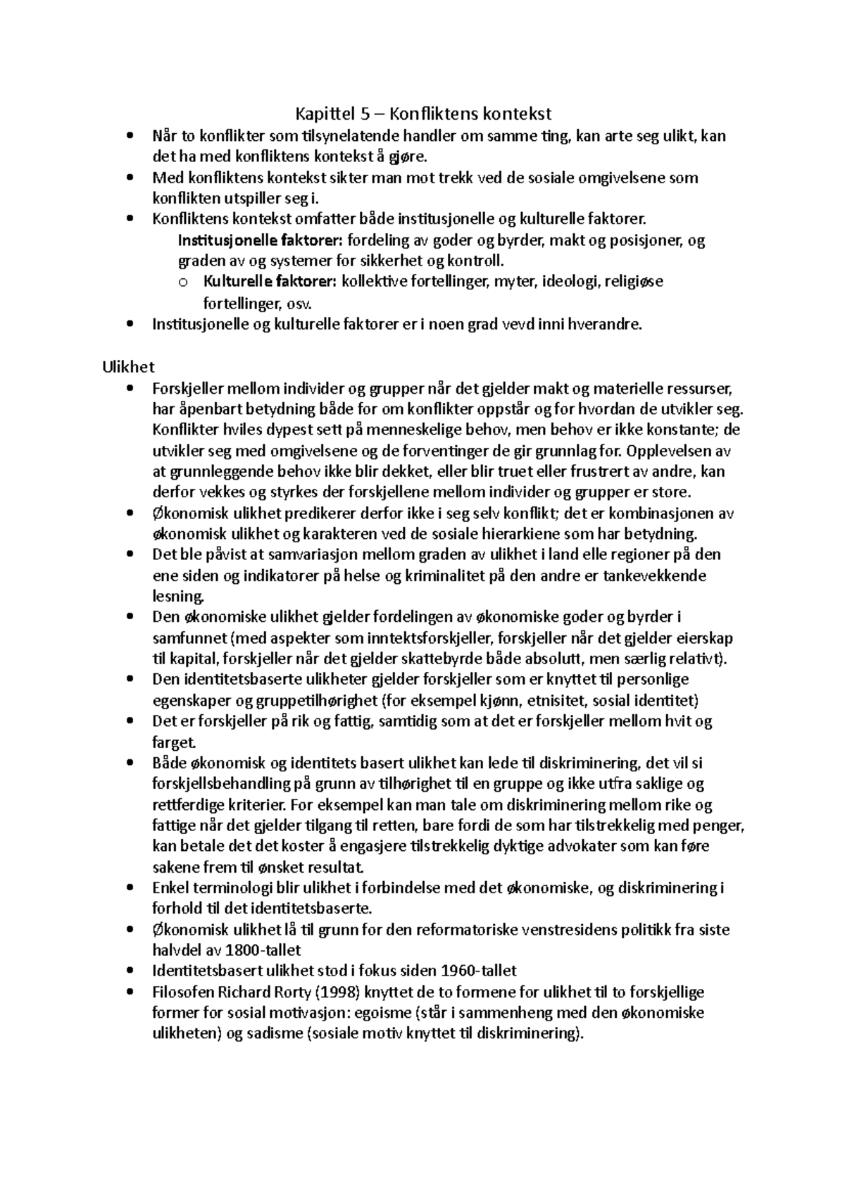 Kapittel 5 - konfliktens kontekst - Kapittel 5 – Konfliktens kontekst Når to konflikter som ...