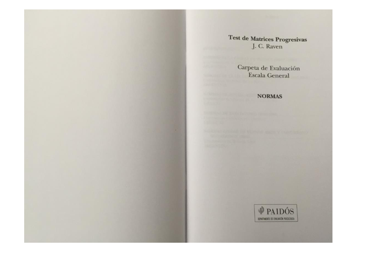 Test de Matrices Progresivas - Carpeta de Evaluación Escala General - J ...