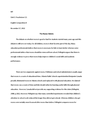 English Comp II - Touchstone 1.2 - Studocu - MT English Composition II ...