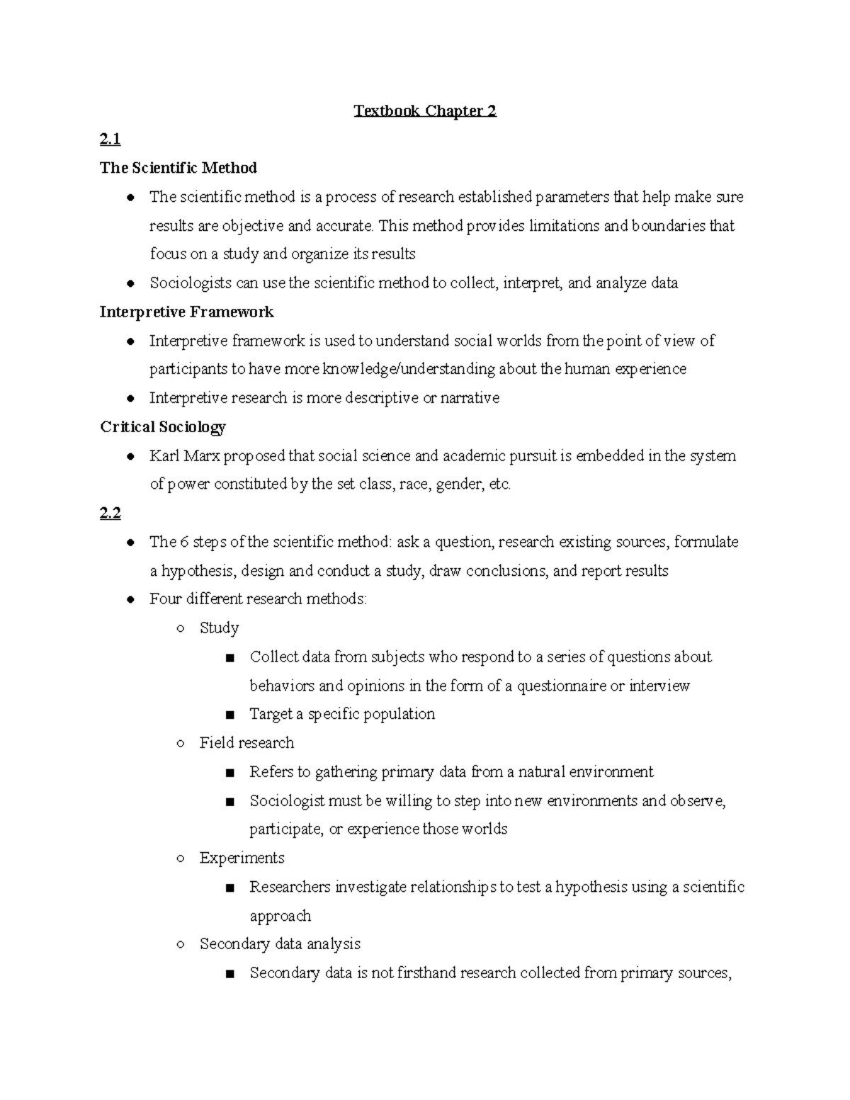 Textbook Chapter 2 - The Scientific Method The scientific method is a ...