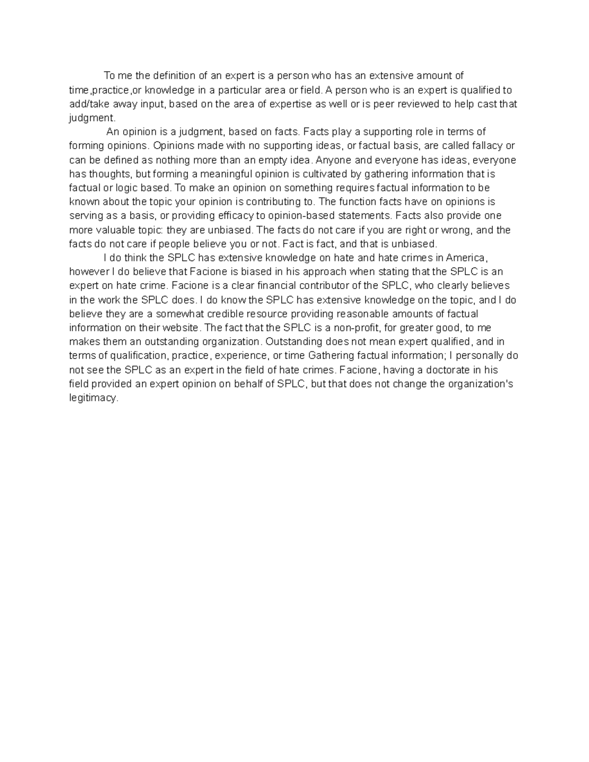 Expert Thoughts - To me the definition of an expert is a person who has ...