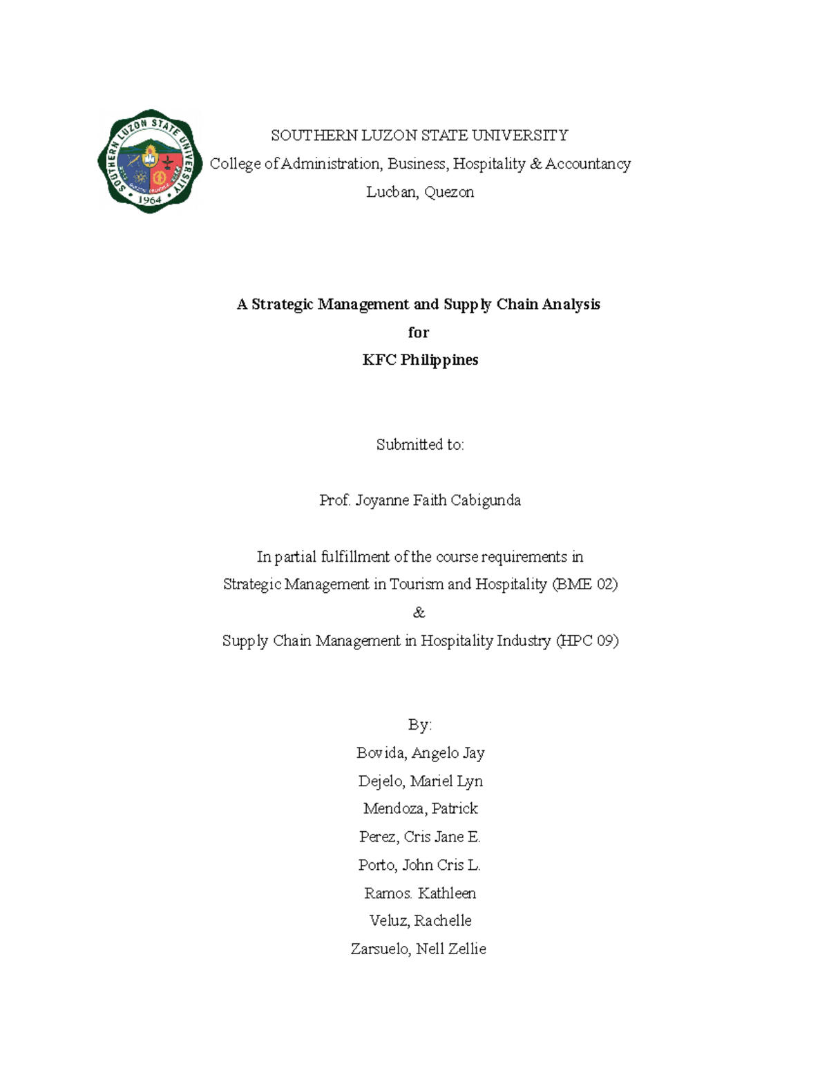 BME02 & HPC09 Midterm Paper Outline - SOUTHERN LUZON STATE UNIVERSITY ...
