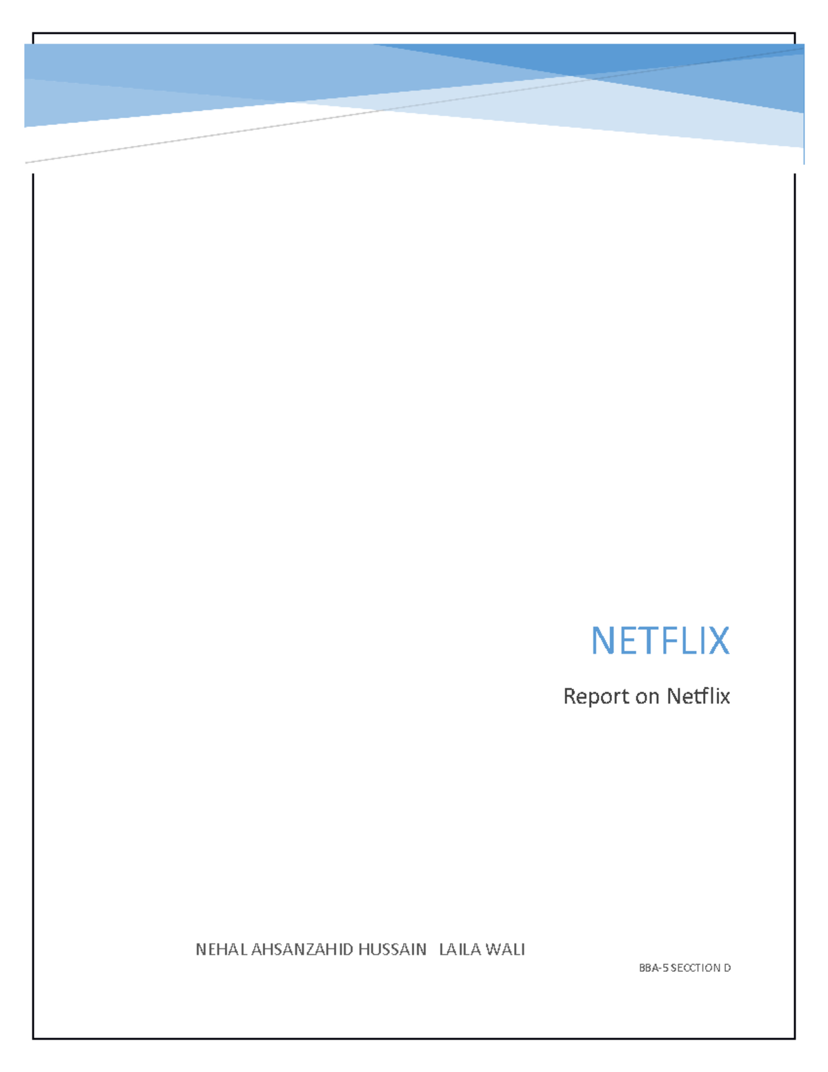 Netflix Report - fine - NEHAL AHSANZAHID HUSSAIN LAILA WALI BBA-5 ...