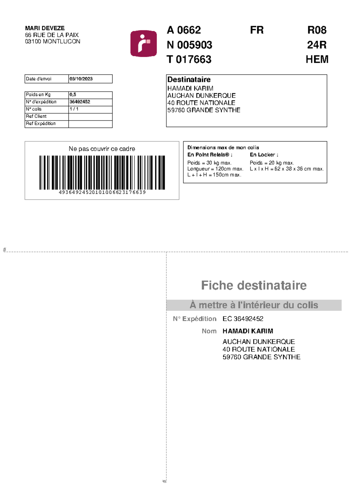 Label - 2023-10-03T123858 - Dimensions max de mon colis En Point Relais ...