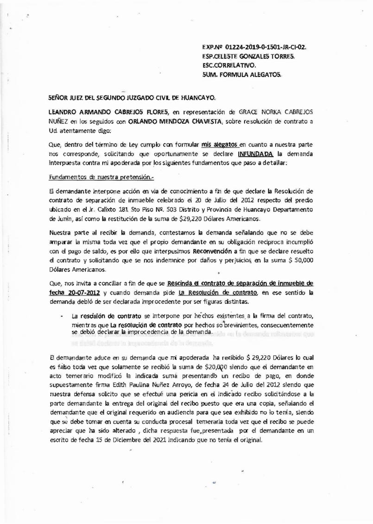 Cabrejos-alegatos - Alegatos para juicio oral. - !" #$% - Studocu