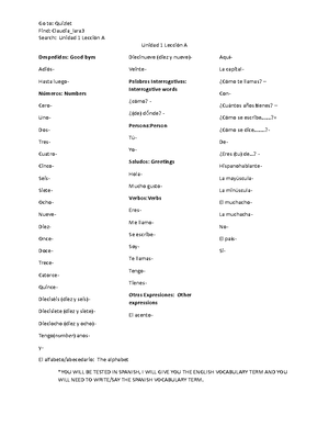 Spanish II Semester 1 Questions - Spanish II Semester 1 Questions UN ...