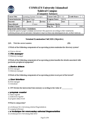 Report 1 - 1 COMSATS University Islamabad, Abbottabad Campus Assignment ...