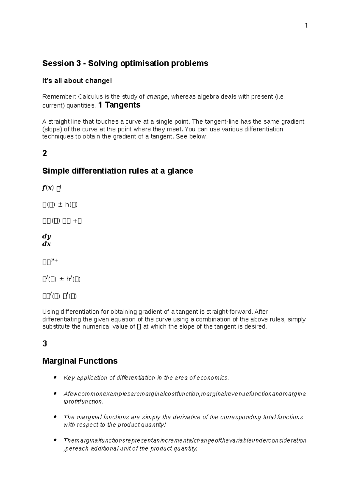 Notes-3 - linear Equations - 1 Session 3 - Solving optimisation ...