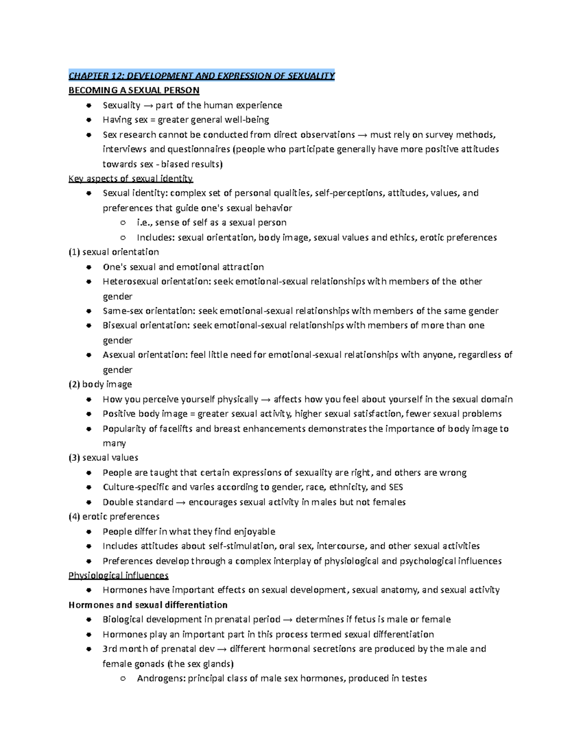 Psych 2035 - Chapter 12 - CHAPTER 12: DEVELOPMENT AND EXPRESSION OF ...