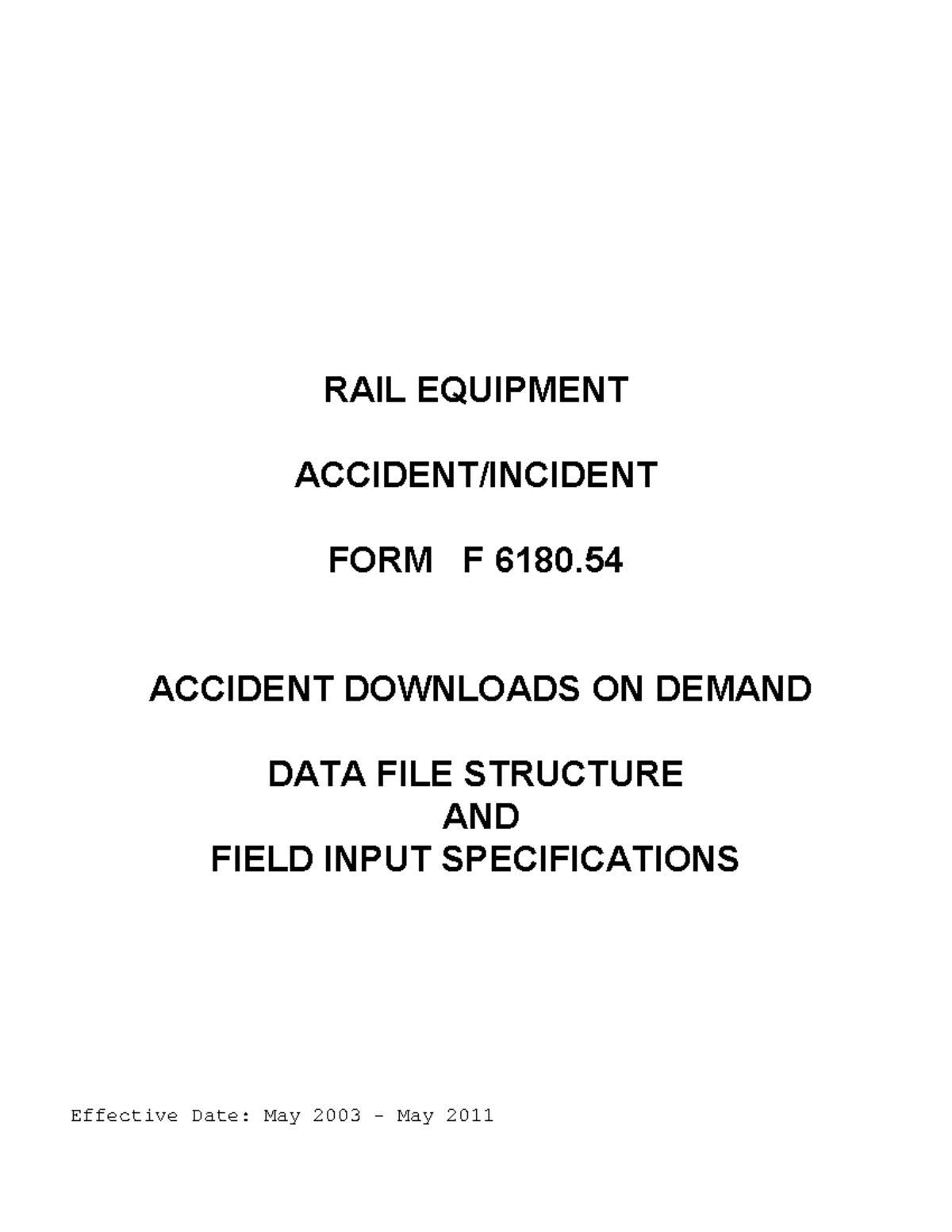 Accident Description - RAIL EQUIPMENT ACCIDENT/INCIDENT FORM F 6180 ...