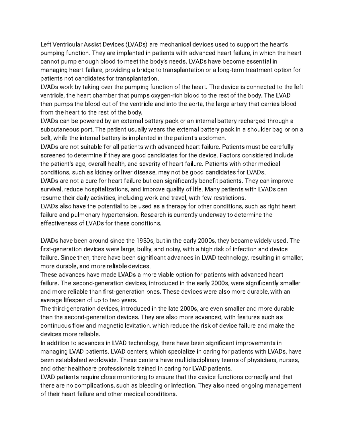 LVAD - heart transplant - Left Ventricular Assist Devices (LVADs) are ...