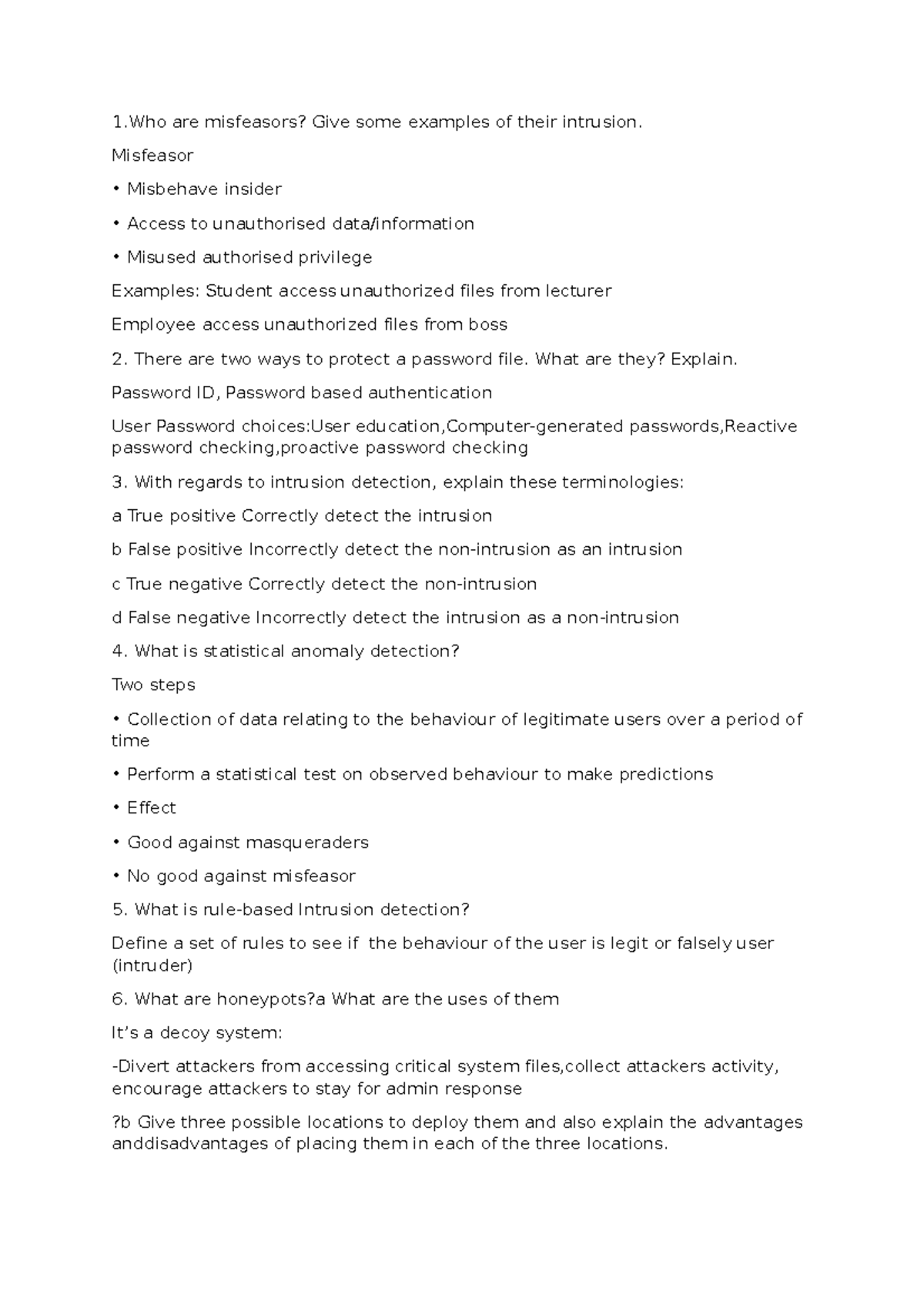 NS SA Week3 - NETWORK SECURITY - 1 are misfeasors? Give some examples ...