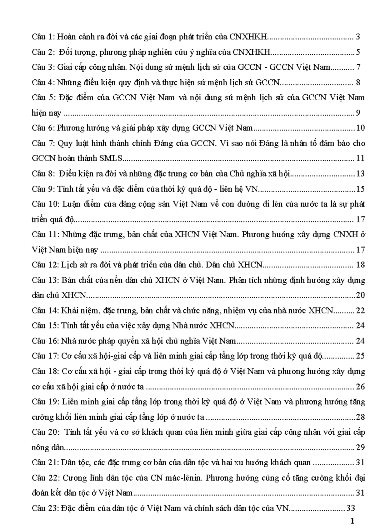 Câu hỏi Cnxhkh thi KTHP - asdasdd - 1 Câu 1: Hoàn cảnh ra đời và các ...