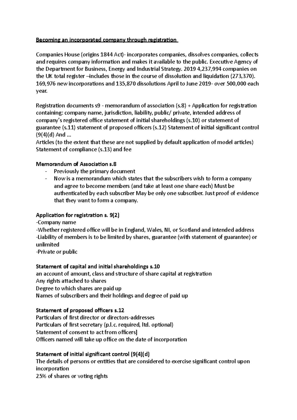 Becoming an incorporated company through registration - Executive ...