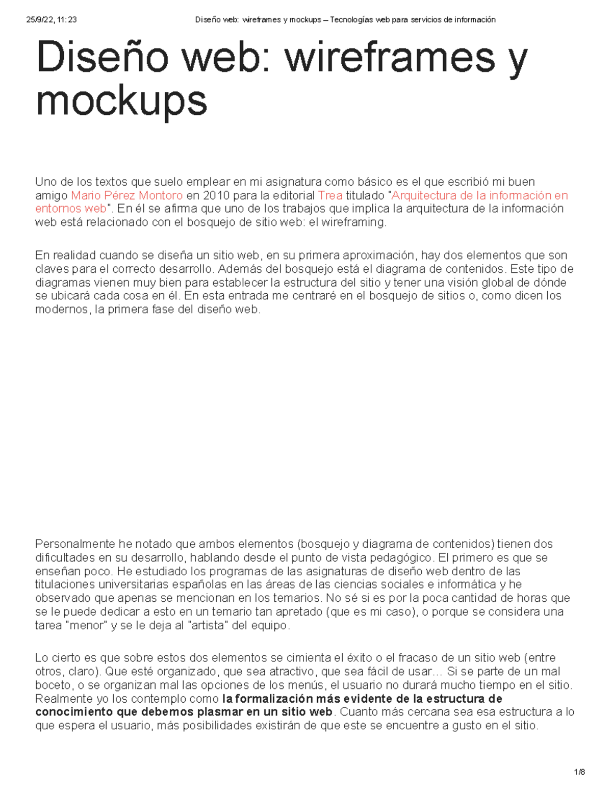 Diseño web wireframes y mockups – Tecnologías web para servicios de información - Diseño web ...