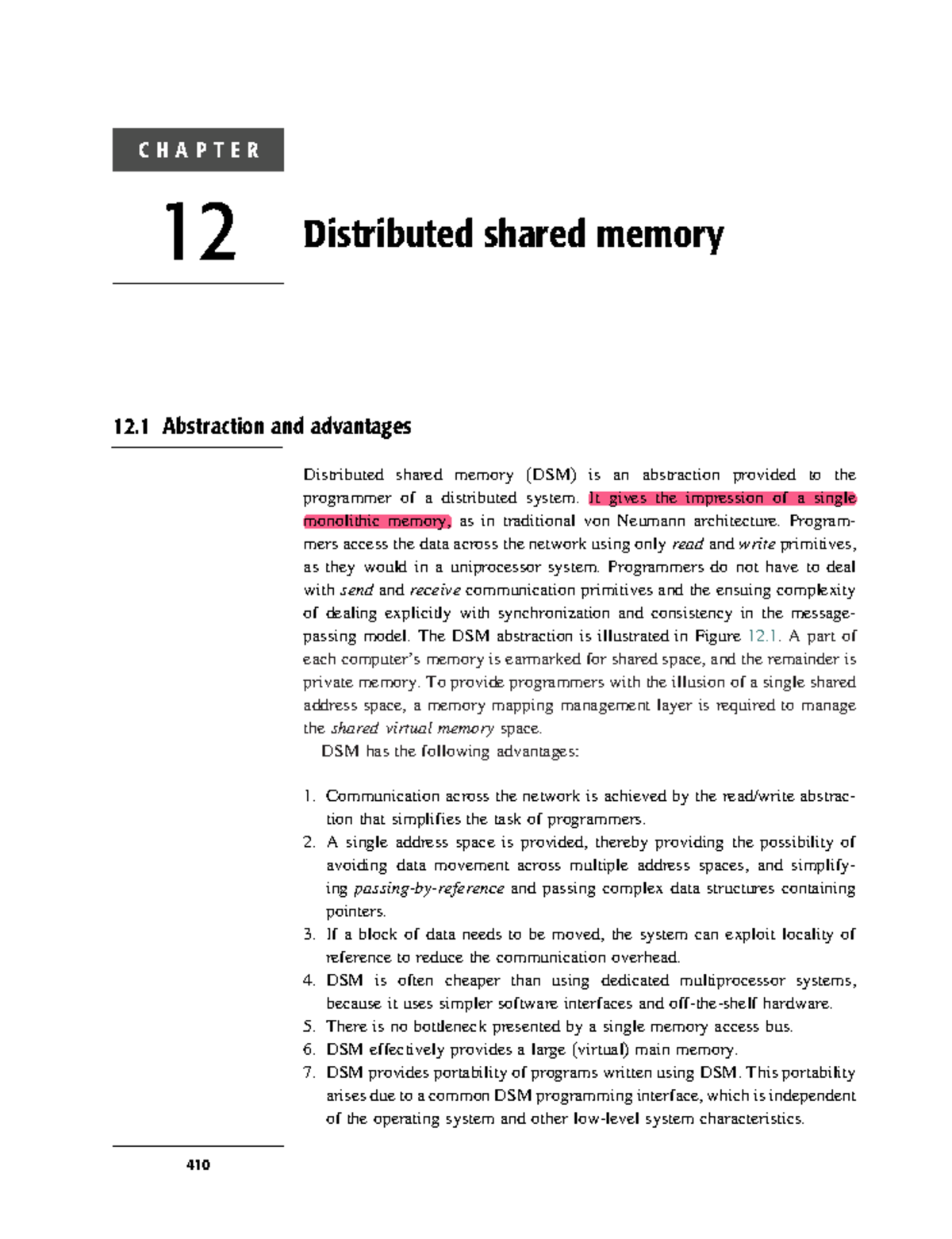Mod4 - text - C H A P T E R 12 Distributed shared memory 12 Abstraction and advantages ...