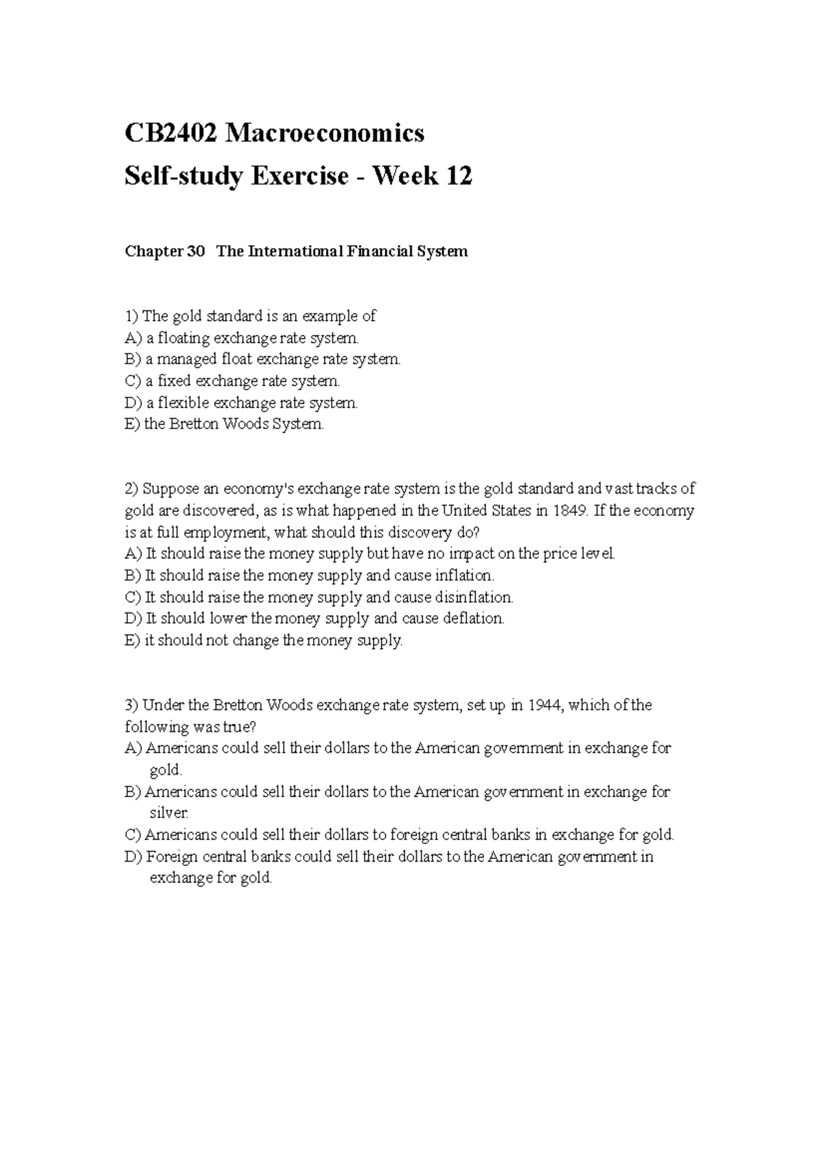 Self-study Exercise - Week 12 - CB2402 Macroeconomics Self-study ...