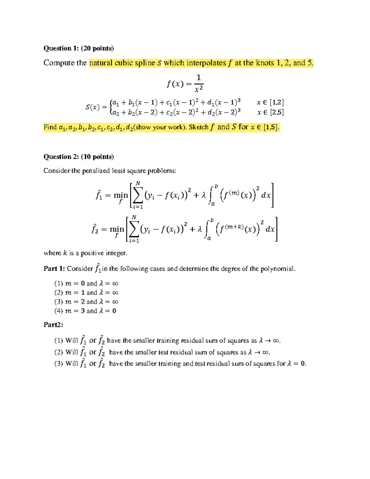 Homework 1 Of Topics On High Dimensional Data Analytics Isye8803 Question 1 20 Points