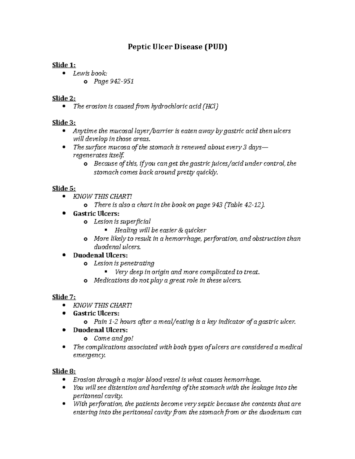 Peptic Ulcer Disease - Lecture notes 2 - Peptic Ulcer Disease (PUD ...