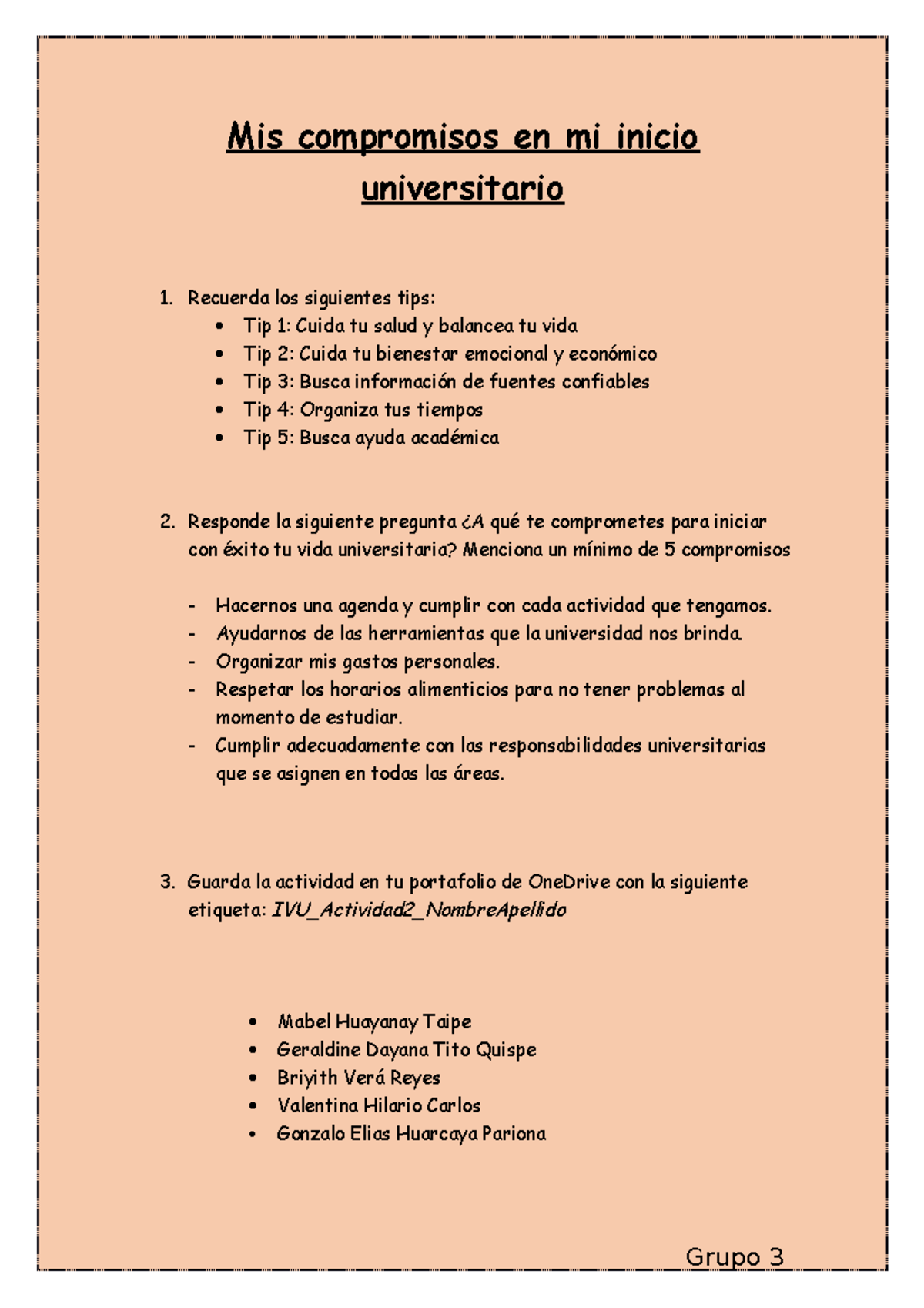 Mis compromisos en mi inicio universitario - Mis compromisos en mi inicio universitario Recuerda ...