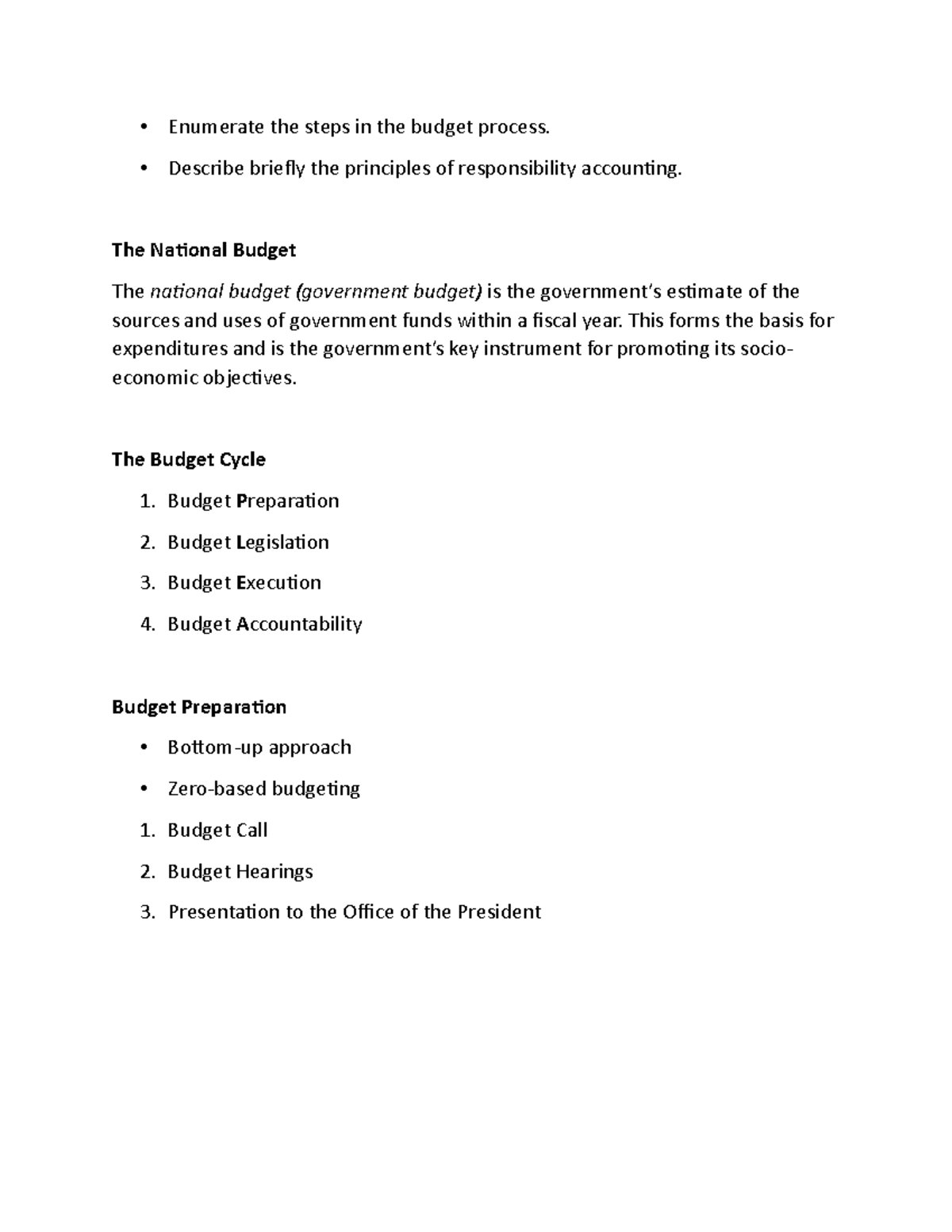 Budget Process (GACC)- 1 - Government Accounting - MU - StuDocu