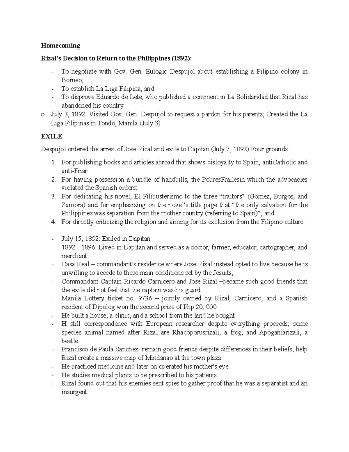 Rizal’s Decision to Return to the Philippines - Homecoming Rizal’s ...