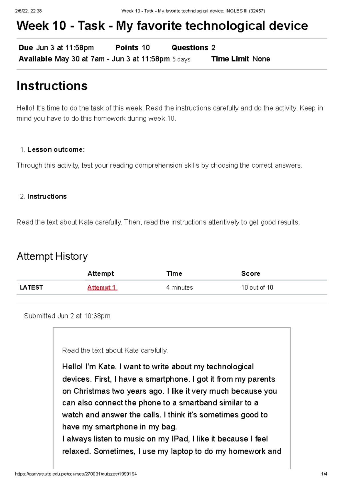 Week 10 - Task - My favorite technological device Ingles III (32457 ...