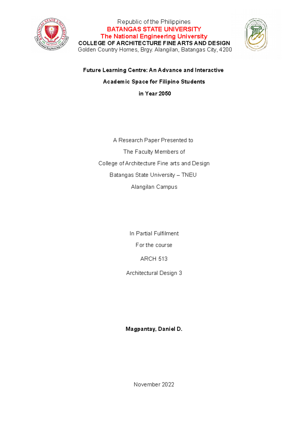 2050 Final Research Paper - Republic of the Philippines BATANGAS STATE ...