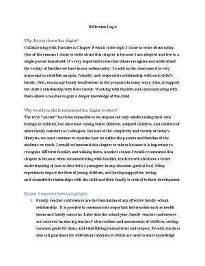 Reflection Log 3 - This chapter talks about guidance, discipline, and ...