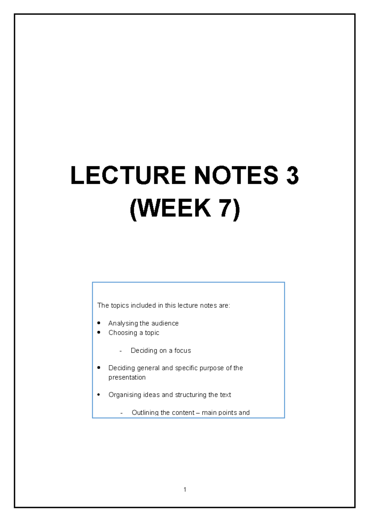 LPE2301 Lecture Notes 3 (AP)SEM2 - LECTURE NOTES 3 (WEEK 7) The topics ...