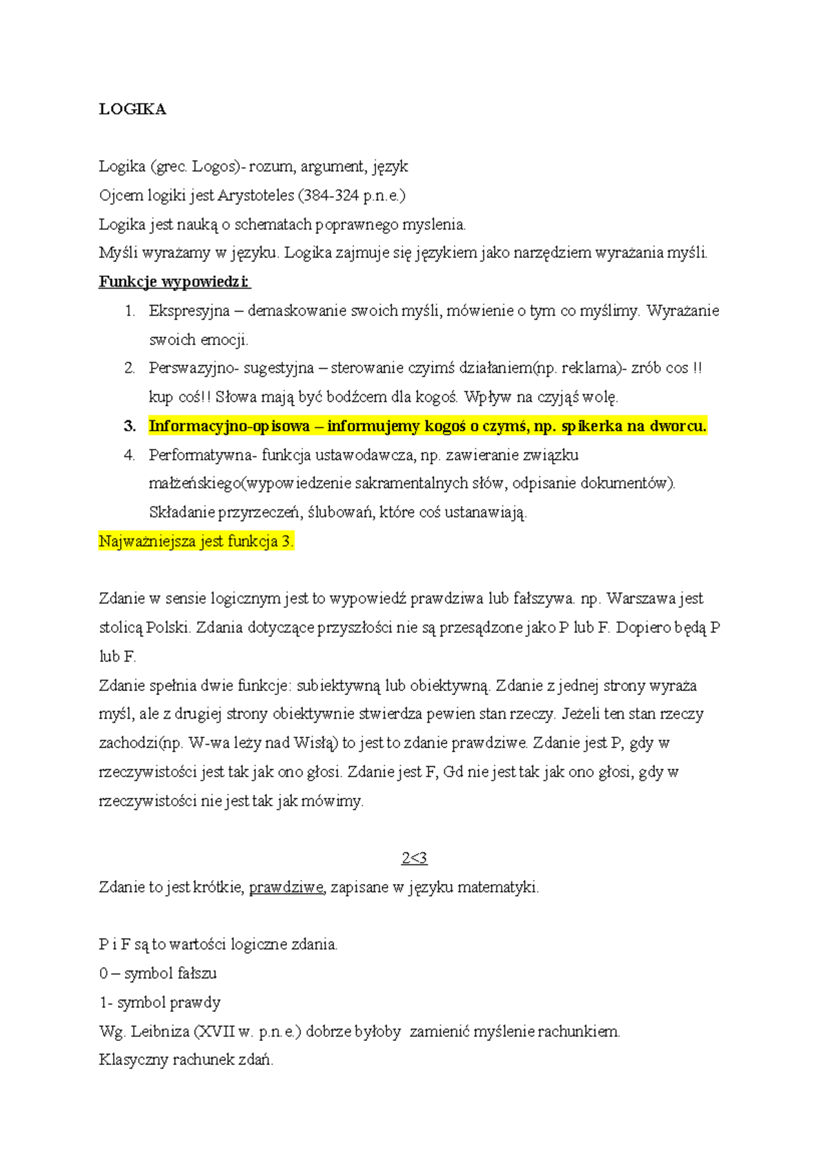 Logika prawnicza 2 - LOGIKA Logika (grec. Logos)- rozum, argument ...