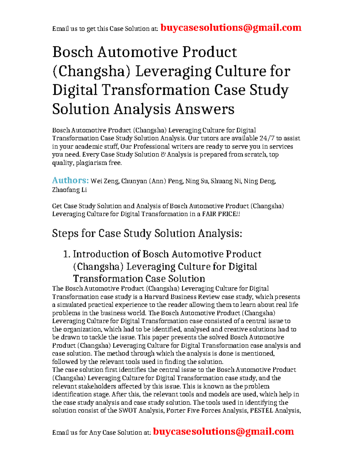 Case Solution Bosch Automotive Product (Changsha) Leveraging Culture ...