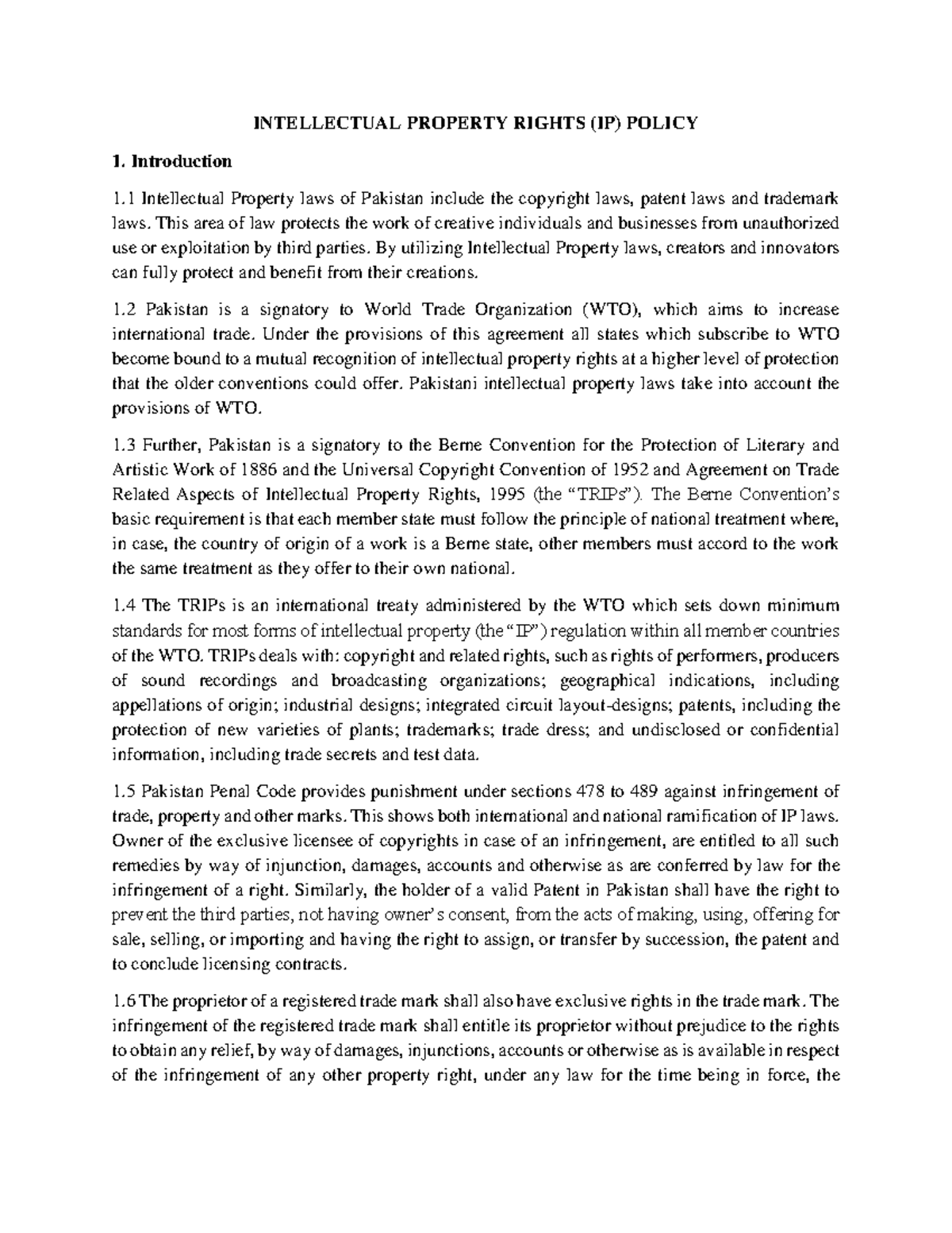 Intellectual Property Rights IP Policy 2022. - INTELLECTUAL PROPERTY ...