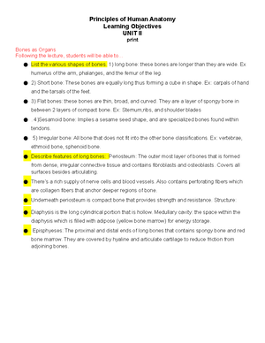 Anatomy Unit 2 - notes - ACB:3110:0001 - Studocu