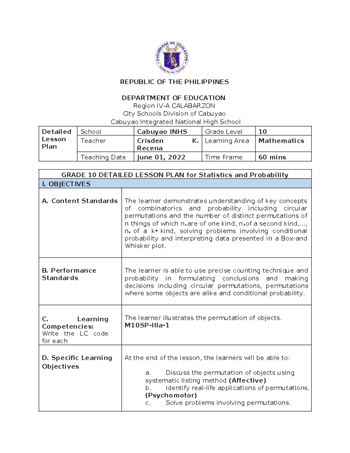 Document (13) - REPUBLIC OF THE PHILIPPINES DEPARTMENT OF EDUCATION ...
