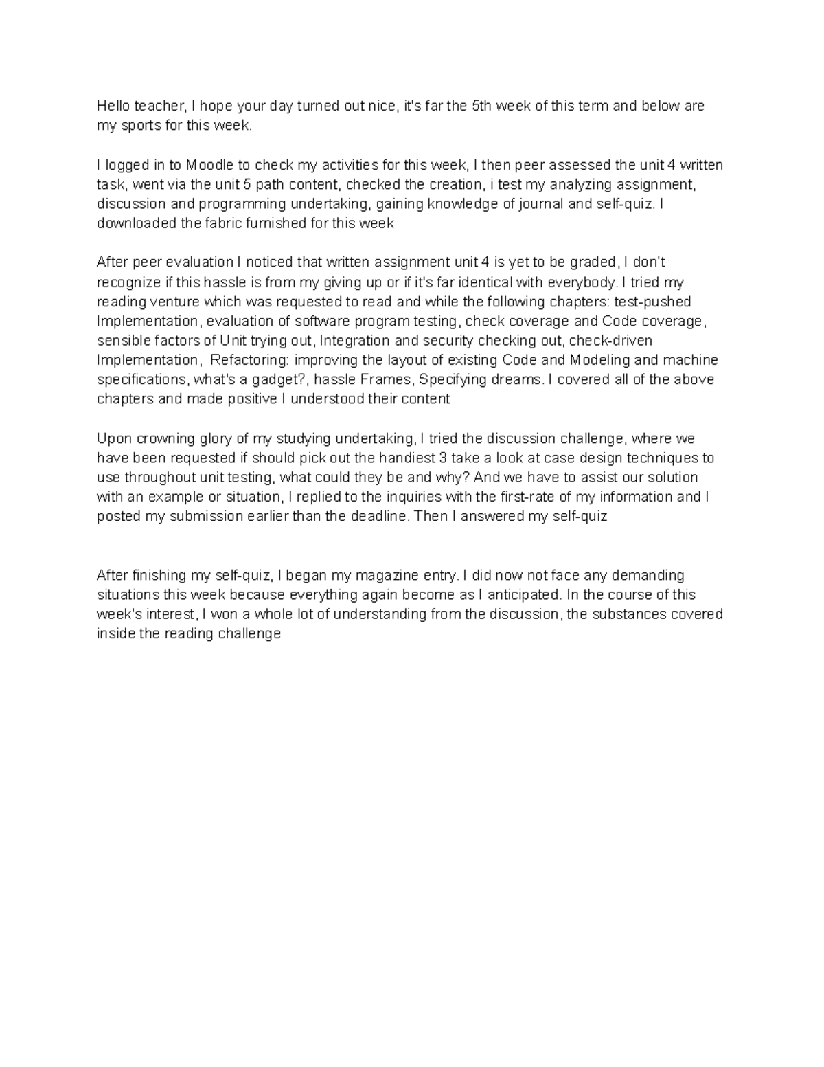 Cs 2401 Learning Journal Unit 5 Hello Teacher I Hope Your Day Turned Out Nice Its Far The