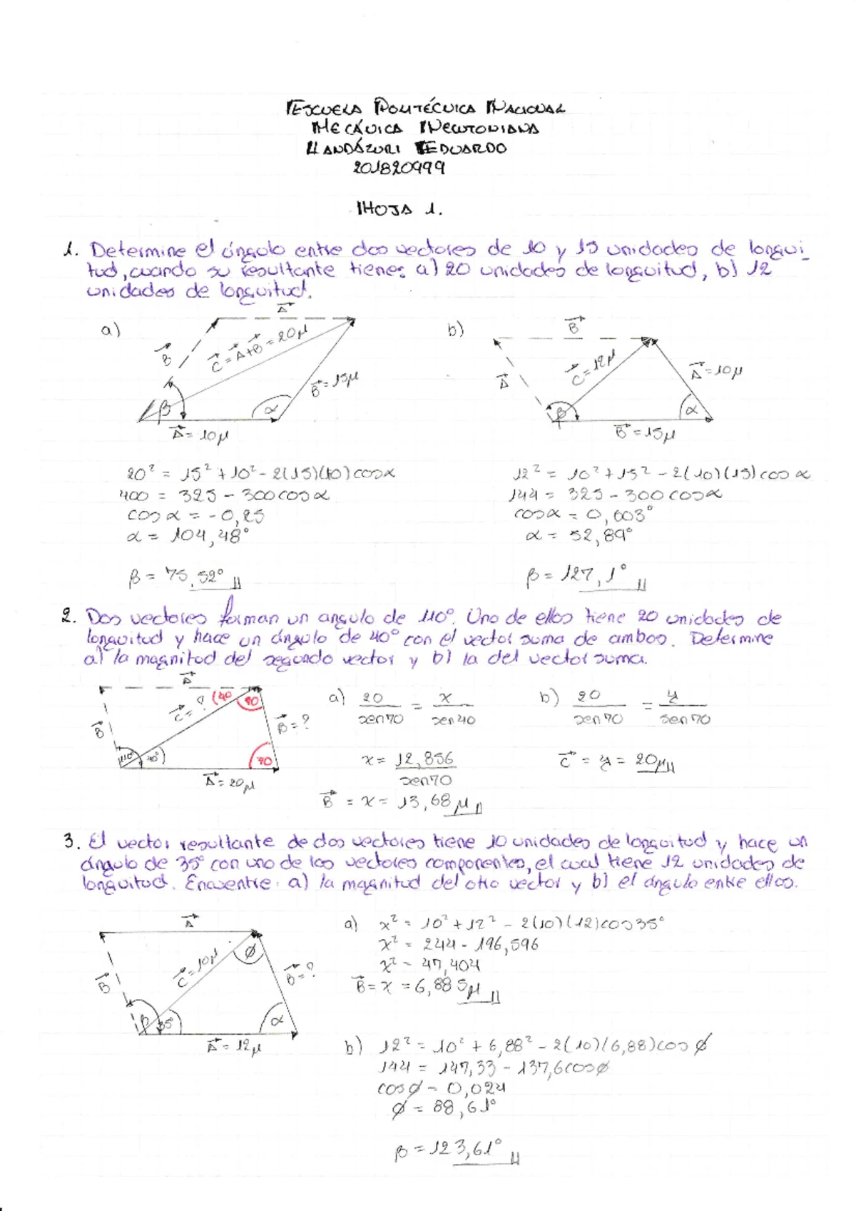 Ejercicios Resueltos - Vectores - DEPARTAMENTO DE FORMACIÓN BÁSICA FÍSICA david@epn.edu 01 ...