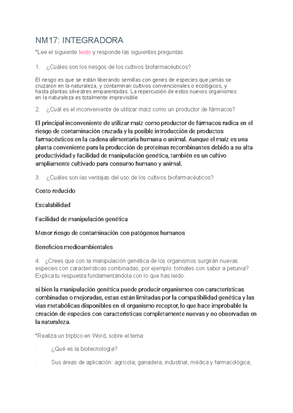 NM17 Integradora - tareas - NM17: INTEGRADORA *Lee el siguiente texto y ...