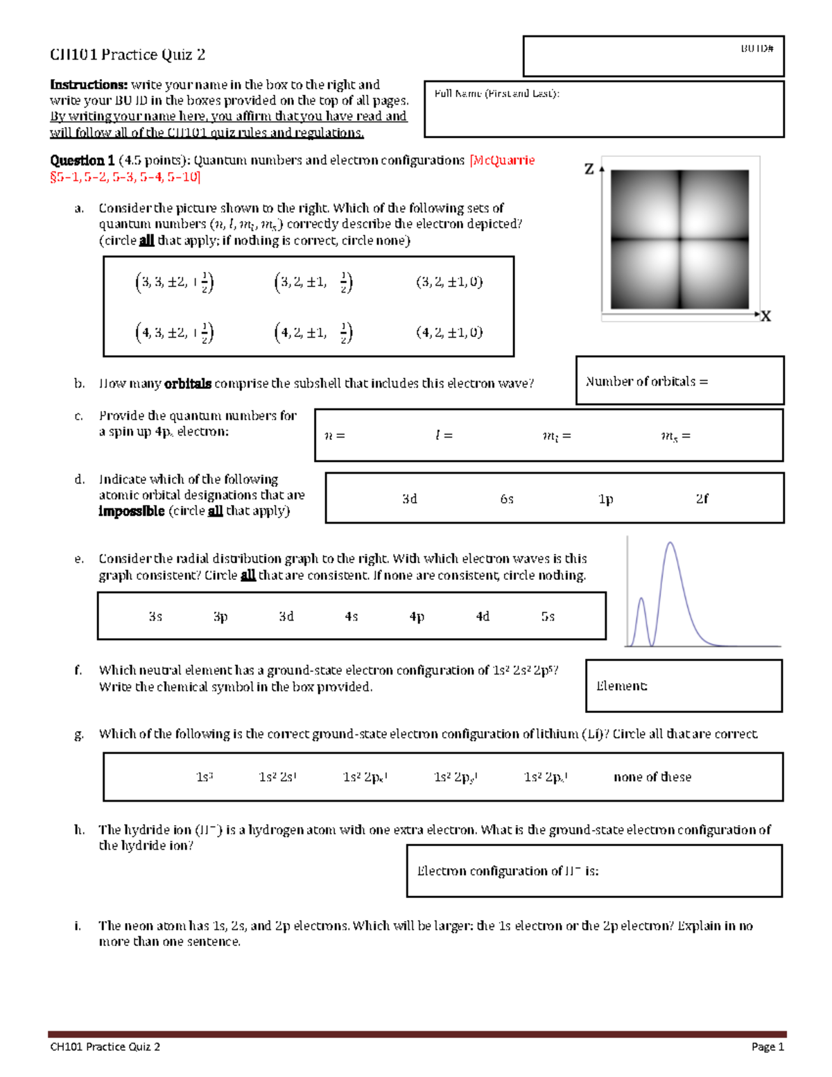 CH101-Practice Quiz 2 - Practice questions - CH101 Practice Quiz 2 ...
