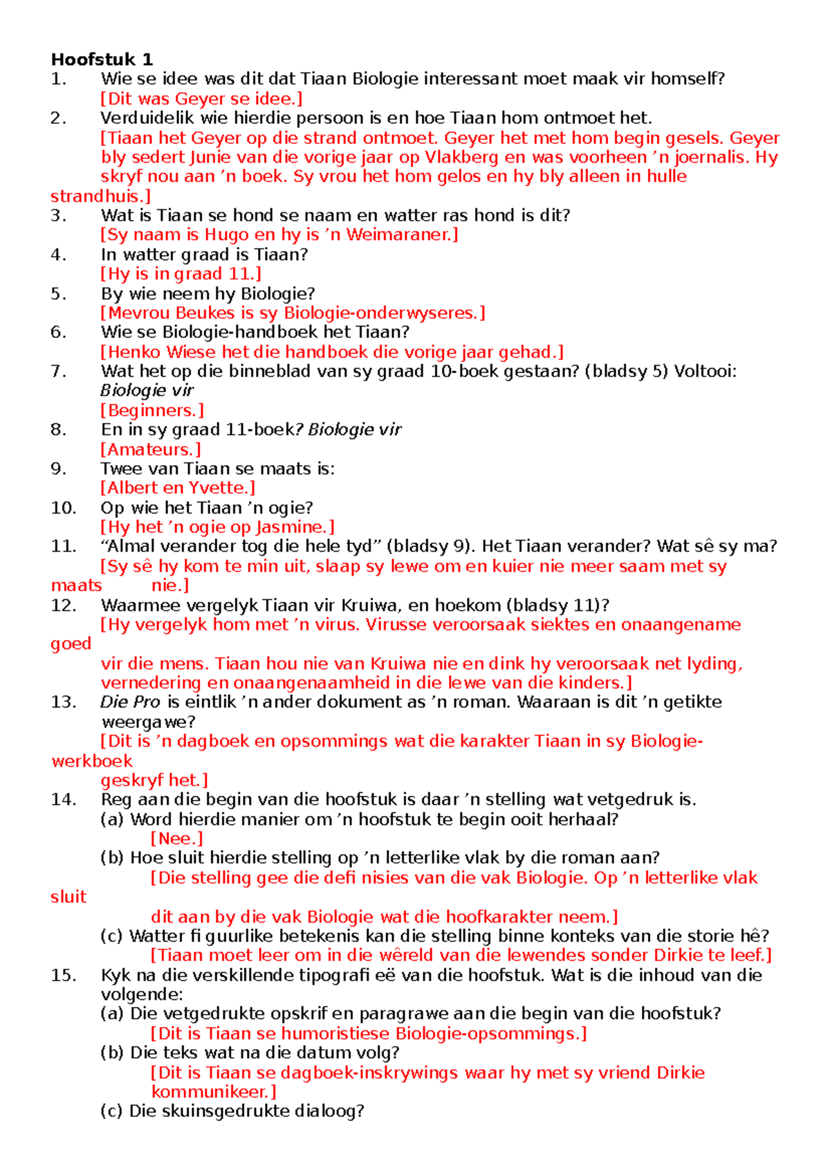 Die Pro memo - notes that fellow eduactor passed on - Hoofstuk 1 Wie se ...