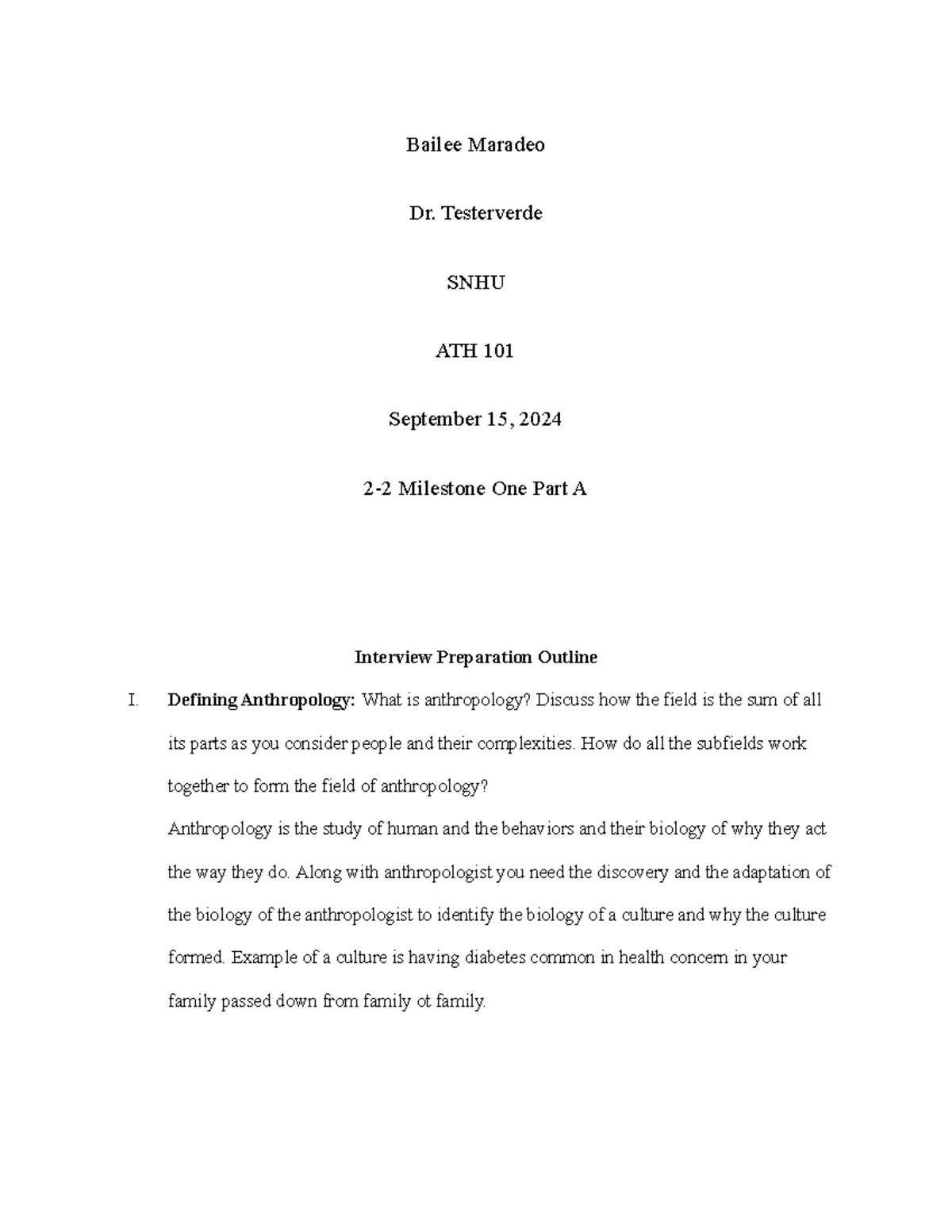 ATH 101 Final Project Part A Milestone One Template - Bailee Maradeo Dr ...