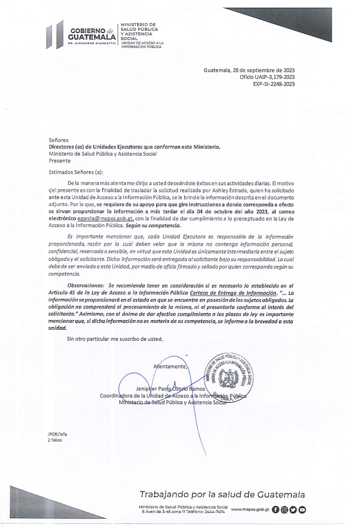 Solicitud DE Información UAIP-3179-2023 - Administración Educativa ...