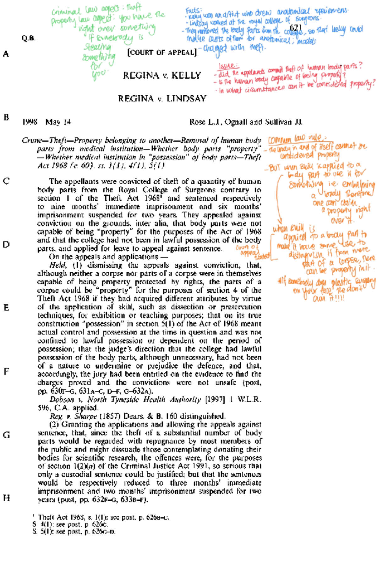 [1999]-Q - R v Kelly case - Q. ^ [COURT OF APPEAL] REGINA v. KELLY ...