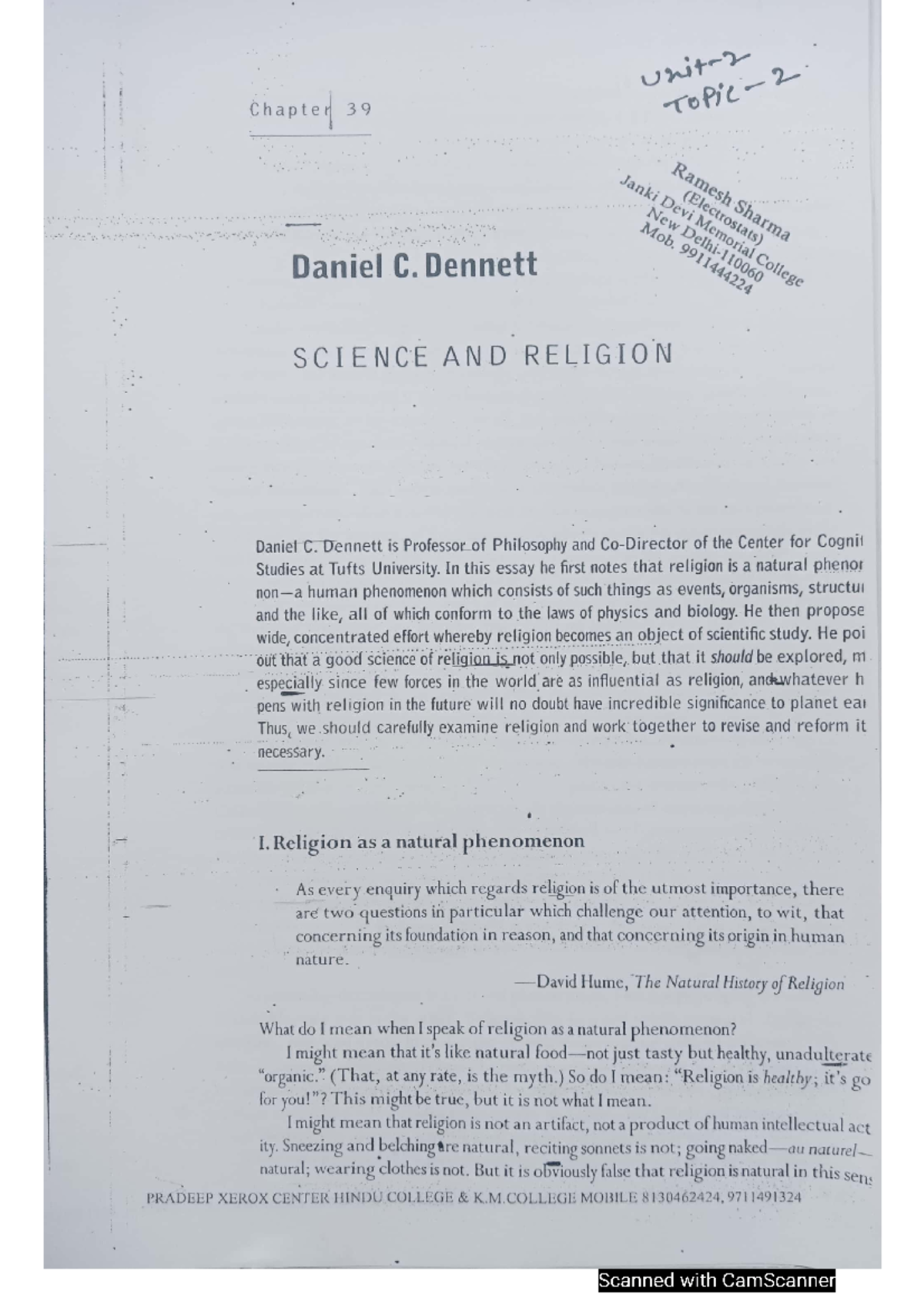 Daniel C. Dennett - Studocu