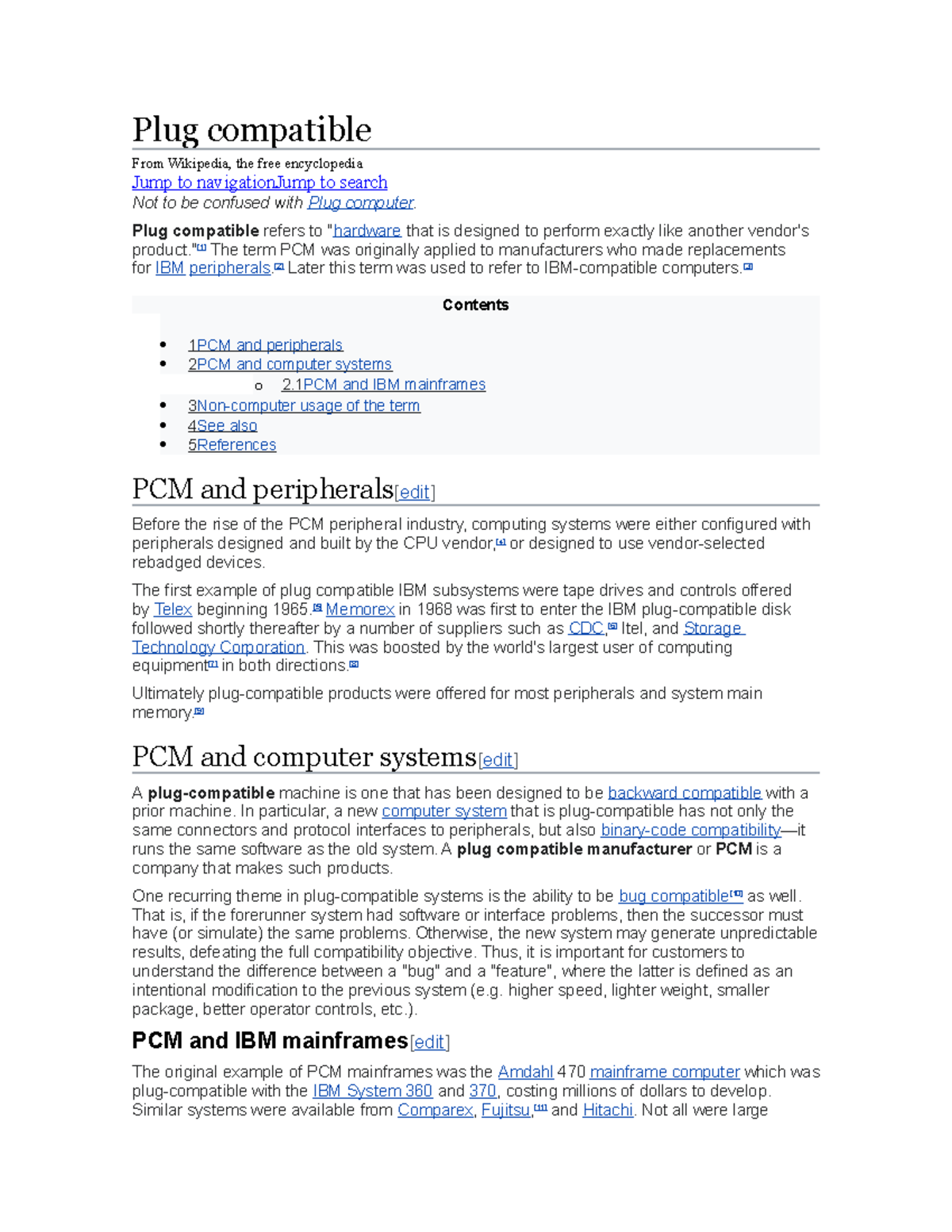 Plug compatible - Plug compatible From Wikipedia, the free encyclopedia Jump to navigationJump ...